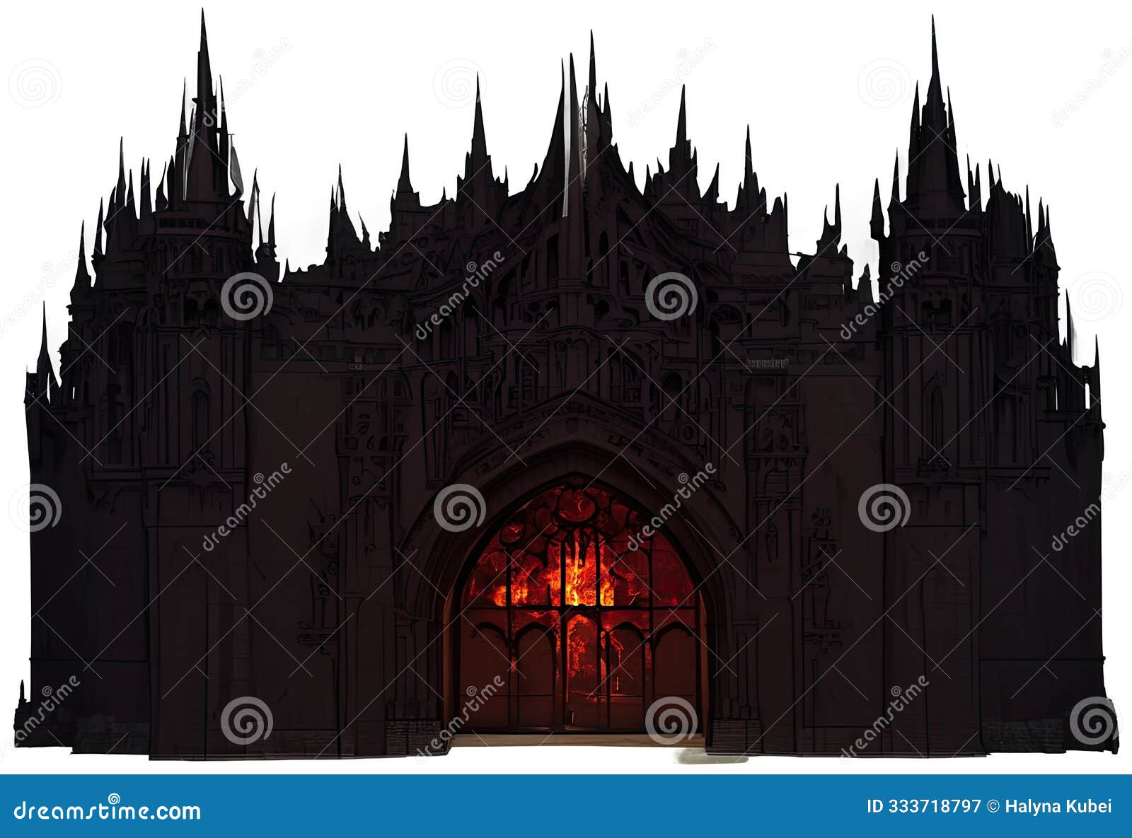 Dark Hell Gate in Fire. Isolated Transparent Background Stock Image ...