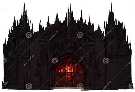 Dark Hell Gate in Fire. Isolated Transparent Background Stock Image ...