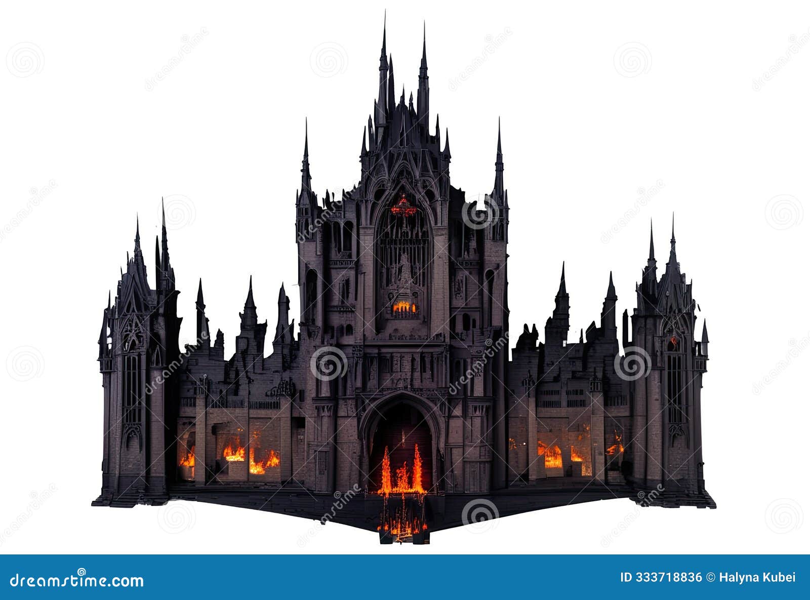 Dark Hell Gate in Fire. Isolated Transparent Background Stock Photo ...