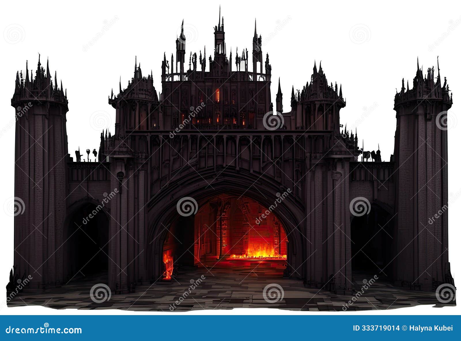 Dark Hell Gate in Fire. Isolated Transparent Background Stock Photo ...