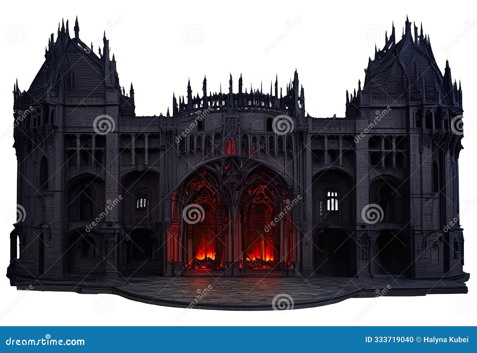 Dark Hell Gate in Fire. Isolated Transparent Background Stock Photo ...