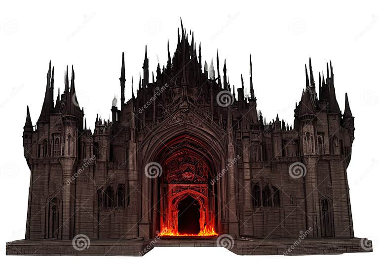 Dark Hell Gate in Fire. Isolated Transparent Background Stock Image ...