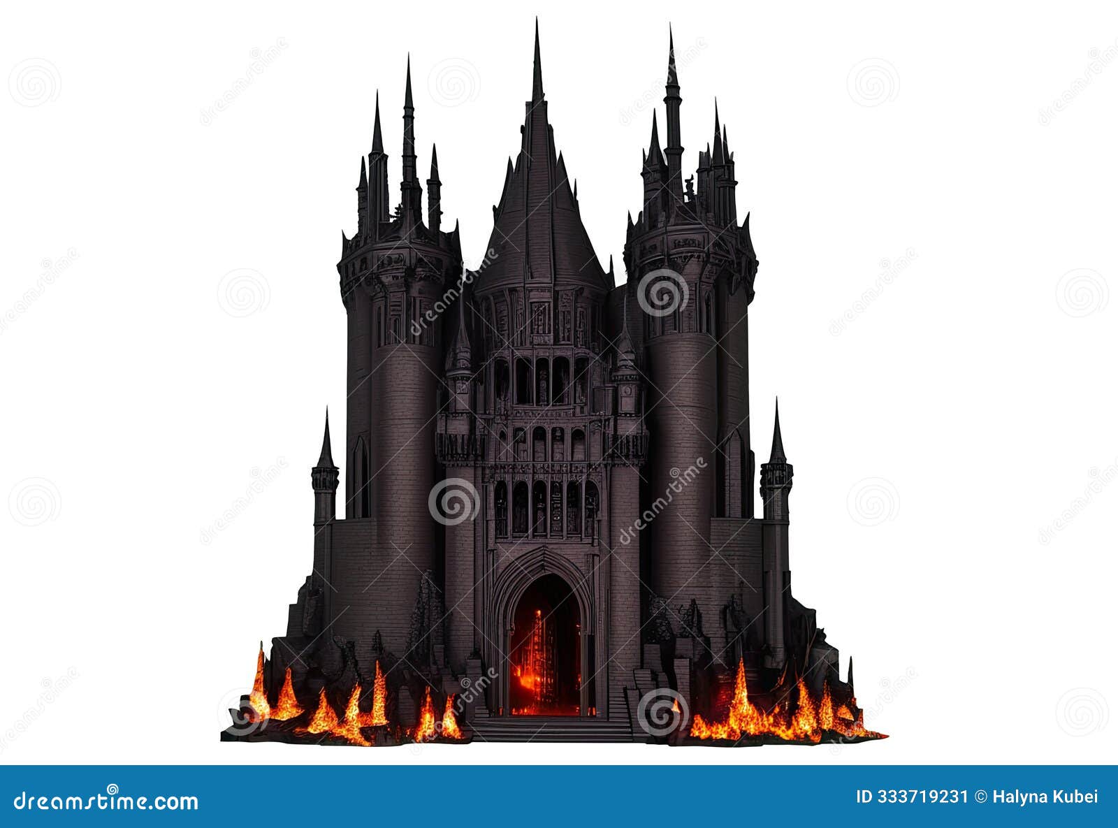 Dark Hell Gate in Fire. Isolated Transparent Background Stock Image ...