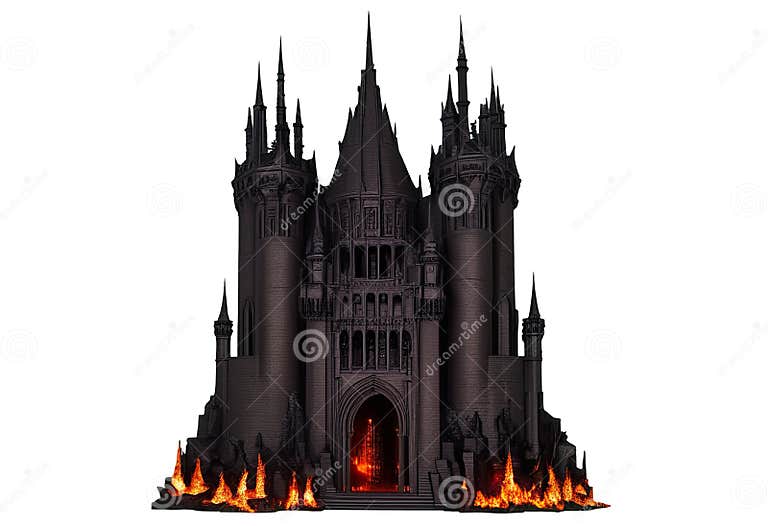 Dark Hell Gate in Fire. Isolated Transparent Background Stock Image ...