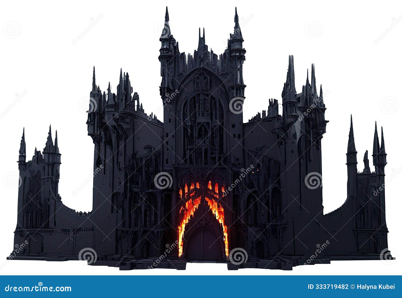 Dark Hell Gate in Fire. Isolated Transparent Background Stock Photo ...