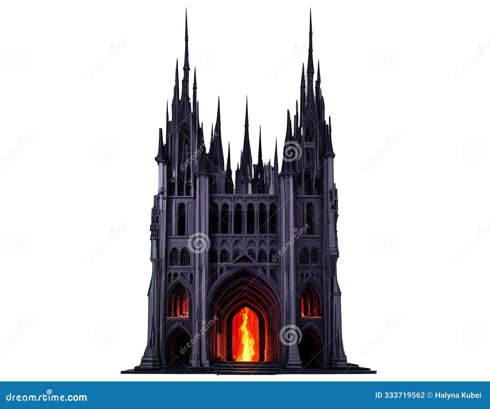 Dark Hell Gate in Fire. Isolated Transparent Background Stock Photo ...