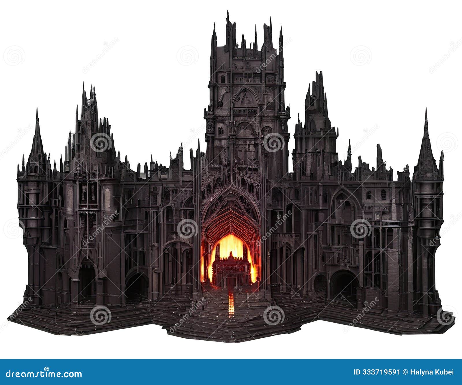 Dark Hell Gate in Fire. Isolated Transparent Background Stock Image ...