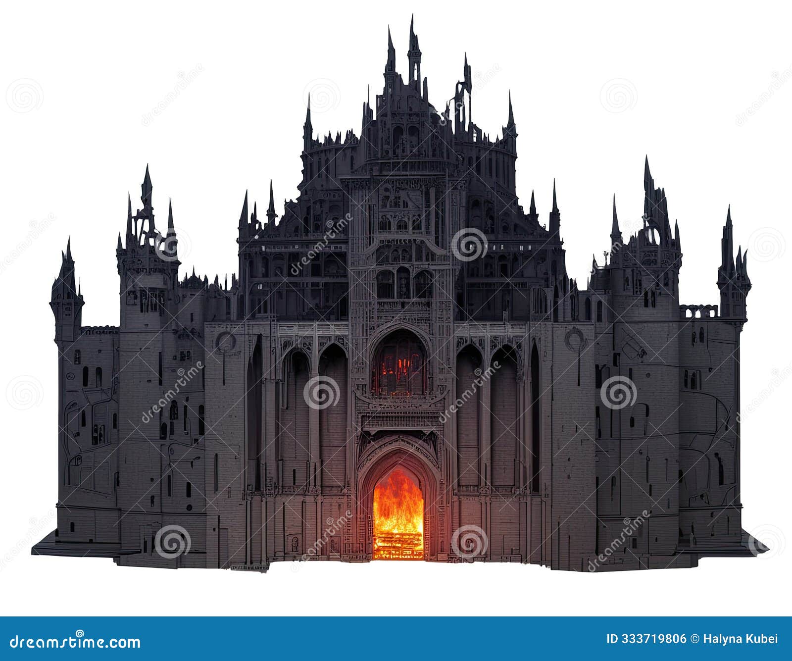 Dark Hell Gate in Fire. Isolated Transparent Background Stock Photo ...