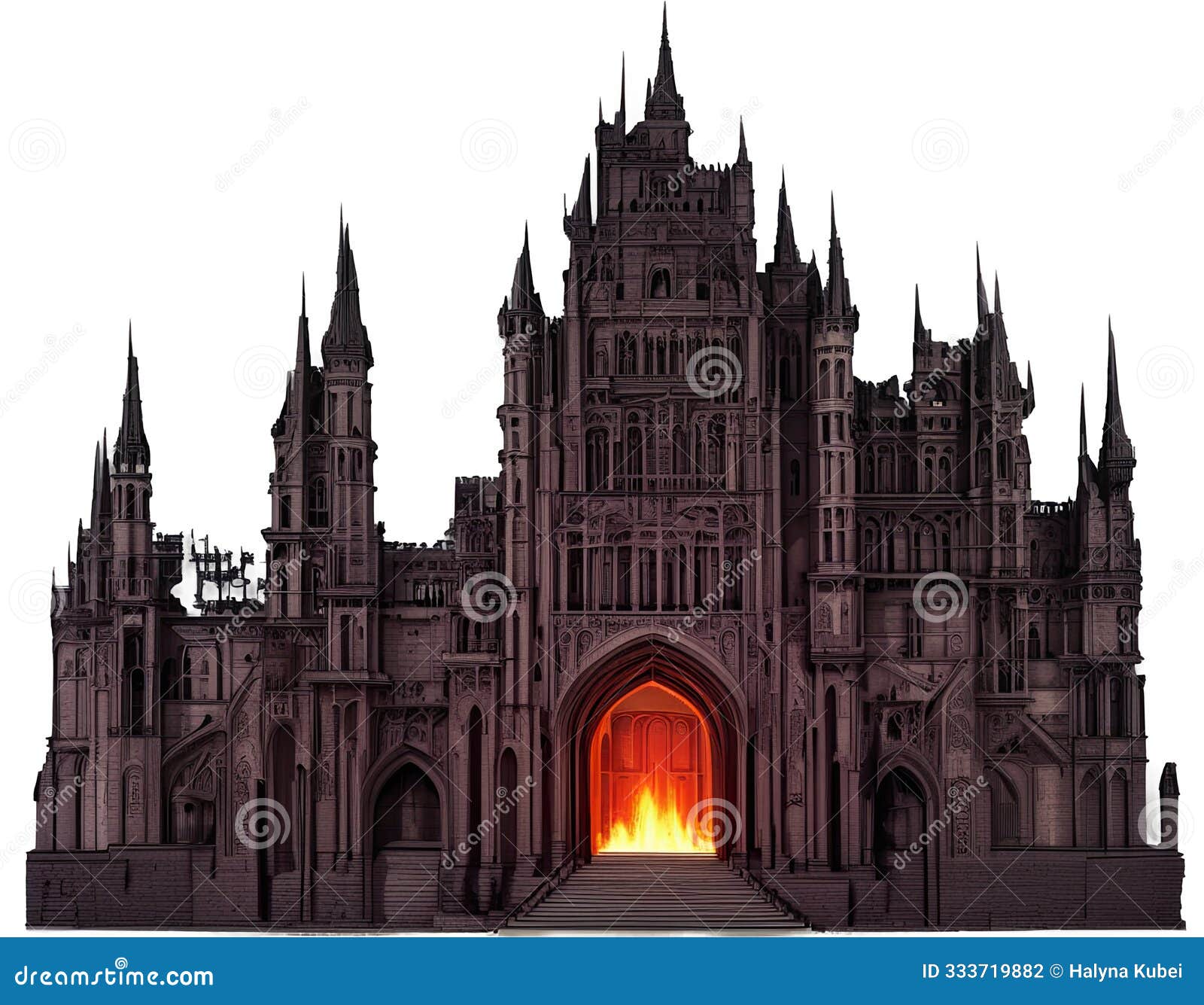 Dark Hell Gate in Fire. Isolated Transparent Background Stock Photo ...