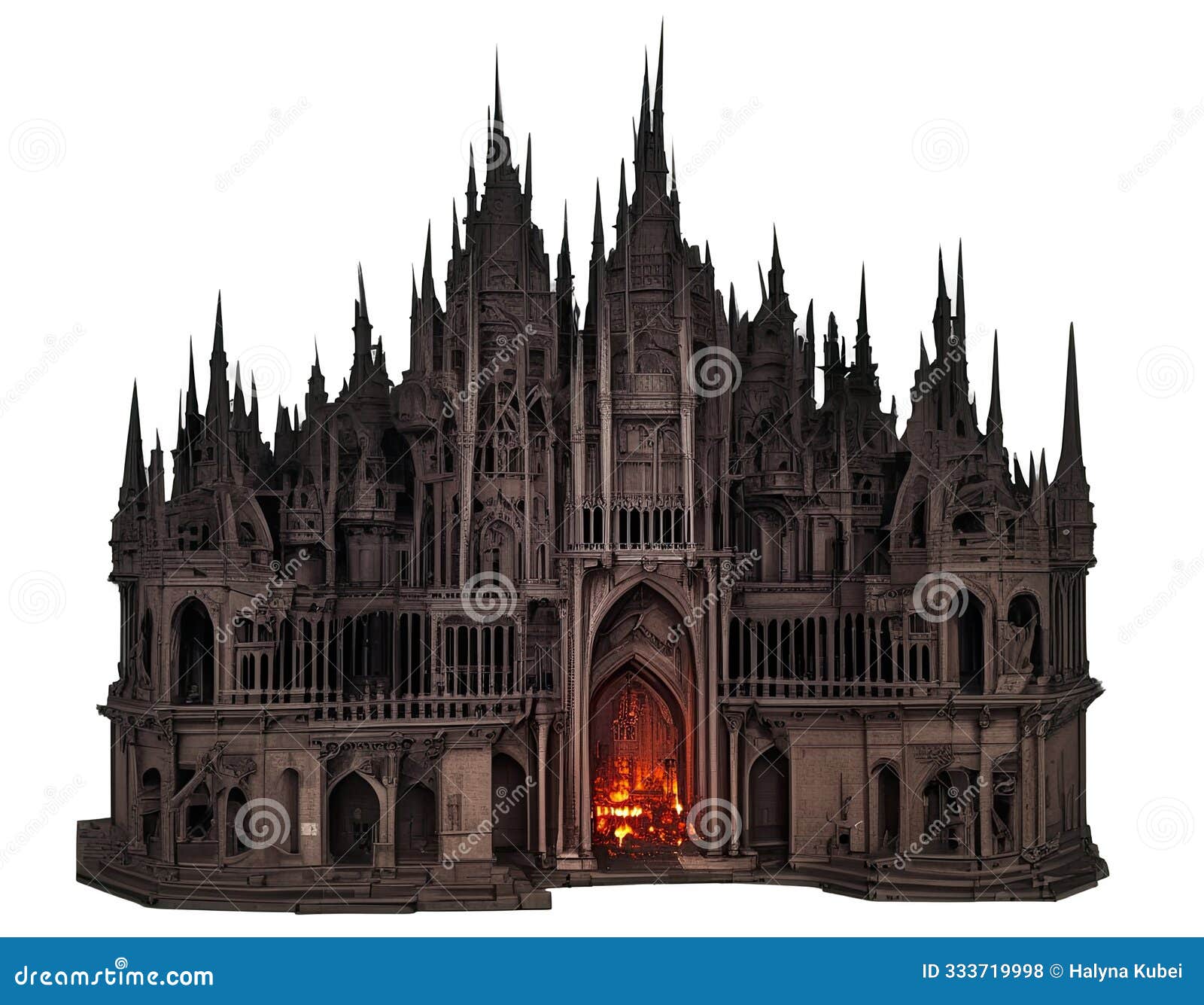 Dark Hell Gate in Fire. Isolated Transparent Background Stock Photo ...