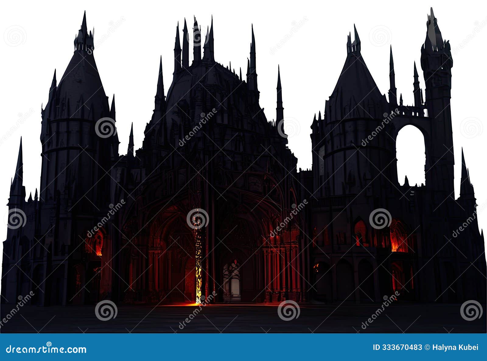 Dark Hell Gate in Fire. Isolated Transparent Background Stock Image ...