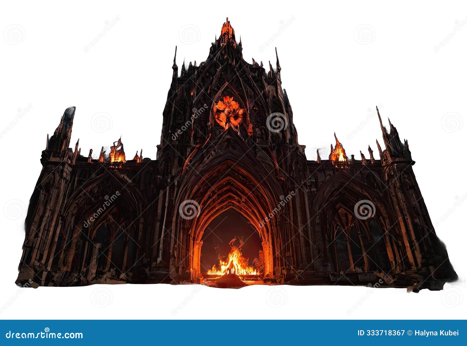 Dark Hell Gate in Fire. Isolated Transparent Background Stock Image ...