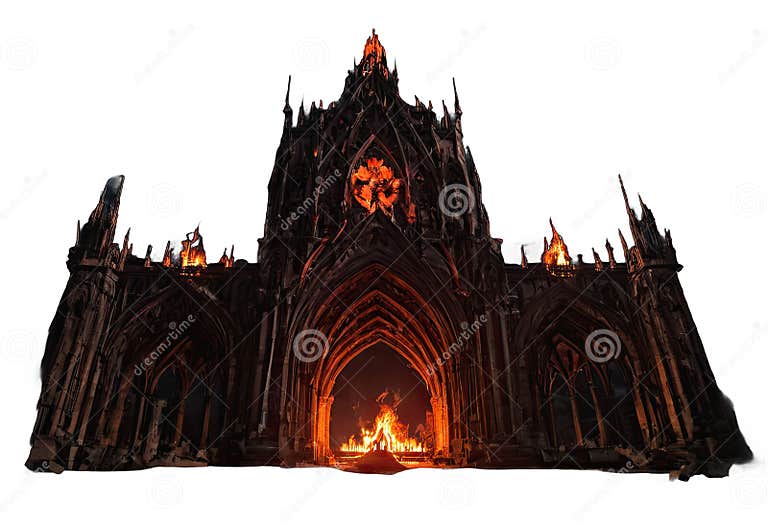 Dark Hell Gate in Fire. Isolated Transparent Background Stock Image ...