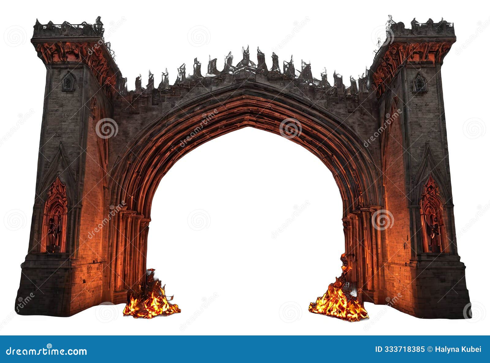Dark Hell Gate in Fire. Isolated Transparent Background Stock Image ...