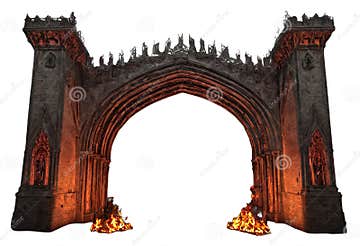 Dark Hell Gate in Fire. Isolated Transparent Background Stock Image ...