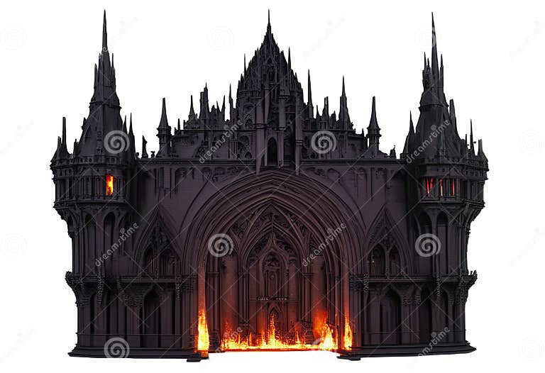 Dark Hell Gate in Fire. Isolated Transparent Background Stock Image ...