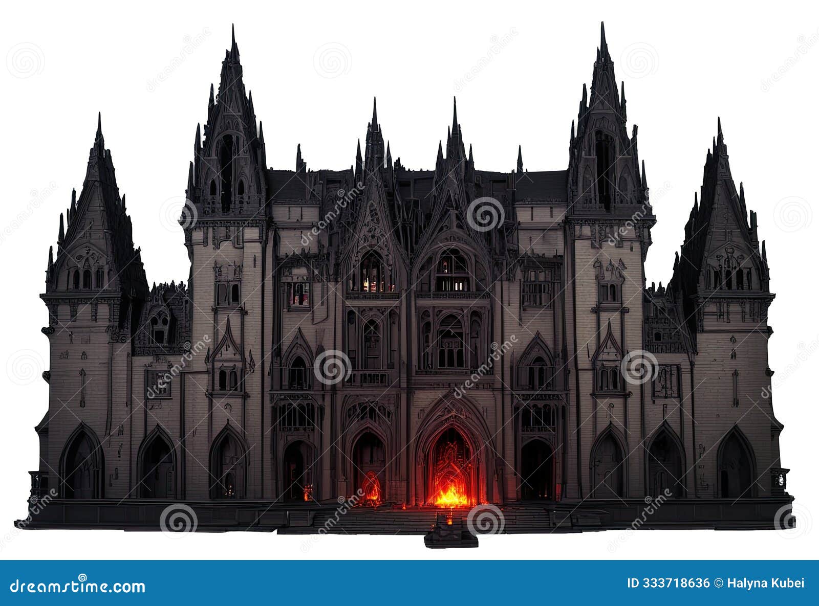 Dark Hell Gate in Fire. Isolated Transparent Background Stock Photo ...