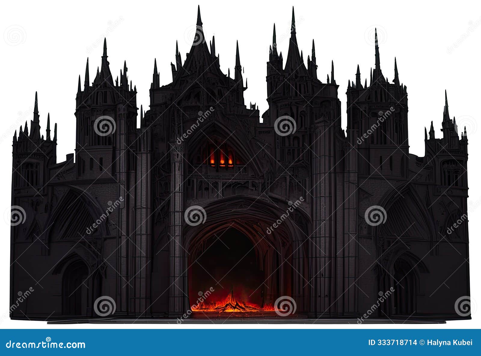 Dark Hell Gate in Fire. Isolated Transparent Background Stock Photo ...