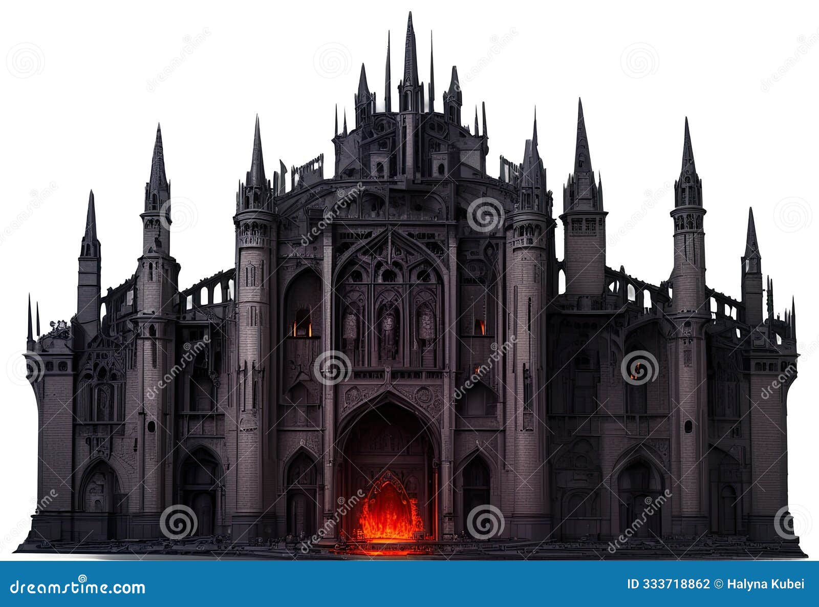 Dark Hell Gate in Fire. Isolated Transparent Background Stock Photo ...