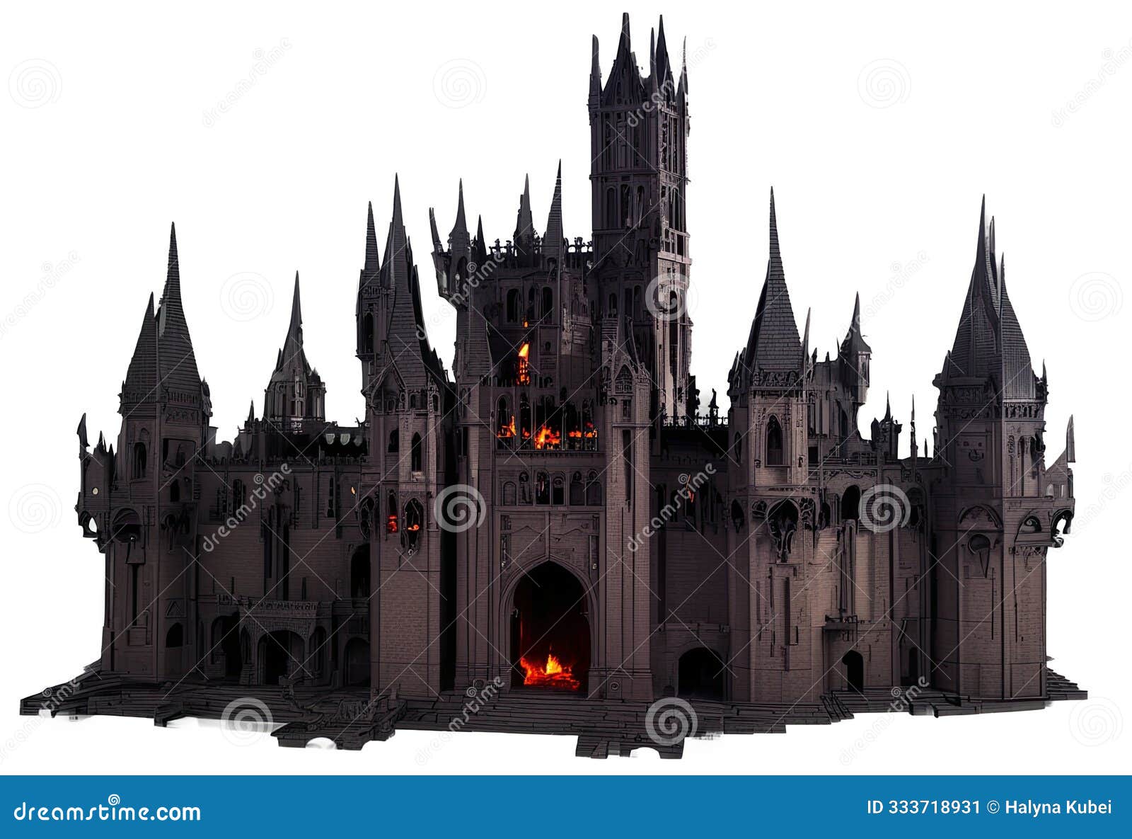 Dark Hell Gate in Fire. Isolated Transparent Background Stock Image ...