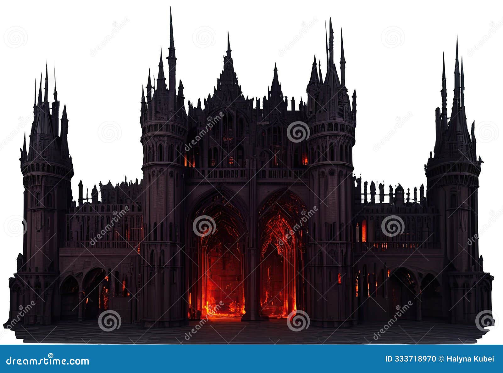 Dark Hell Gate in Fire. Isolated Transparent Background Stock Photo ...