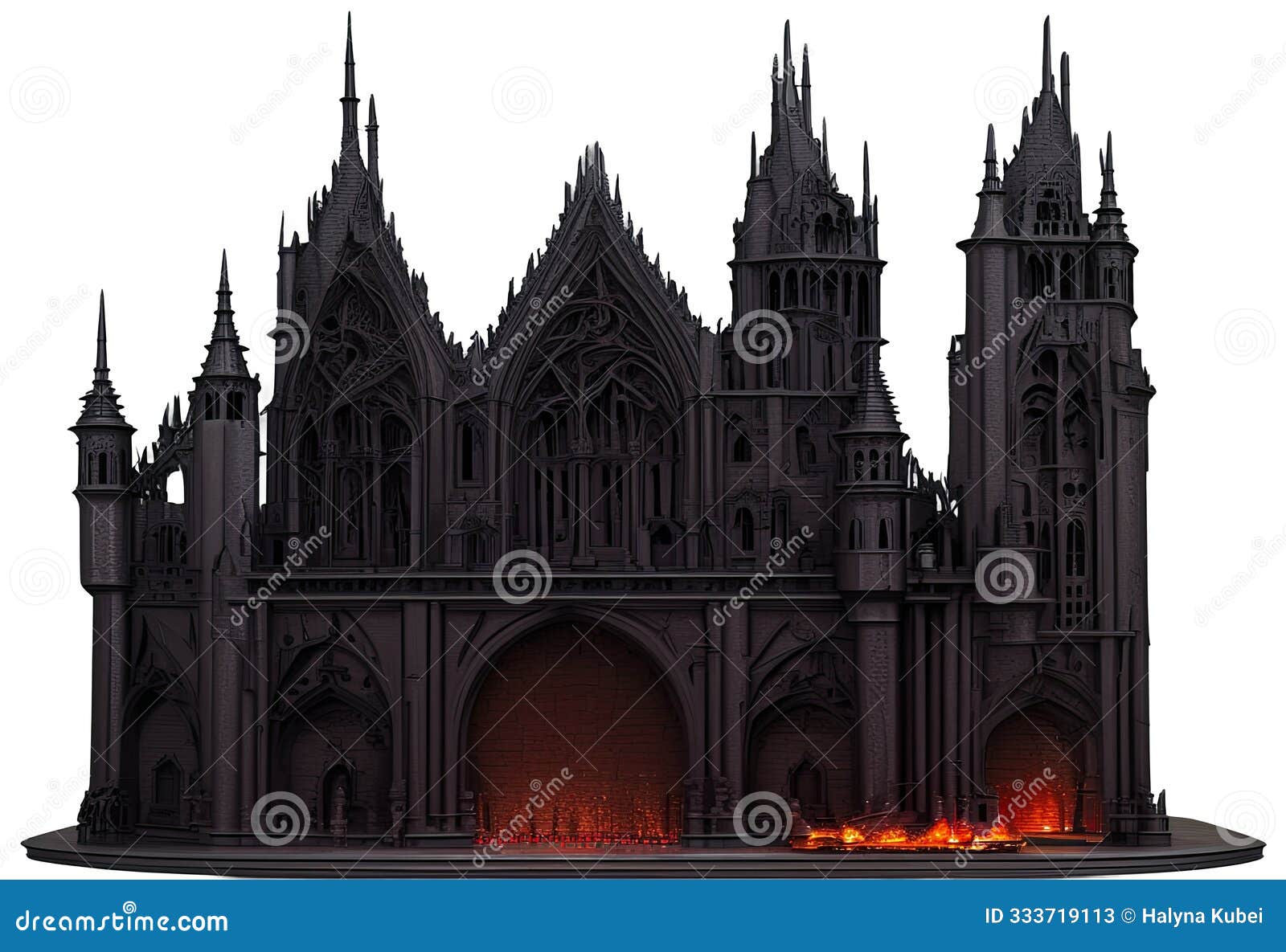 Dark Hell Gate in Fire. Isolated Transparent Background Stock Image ...