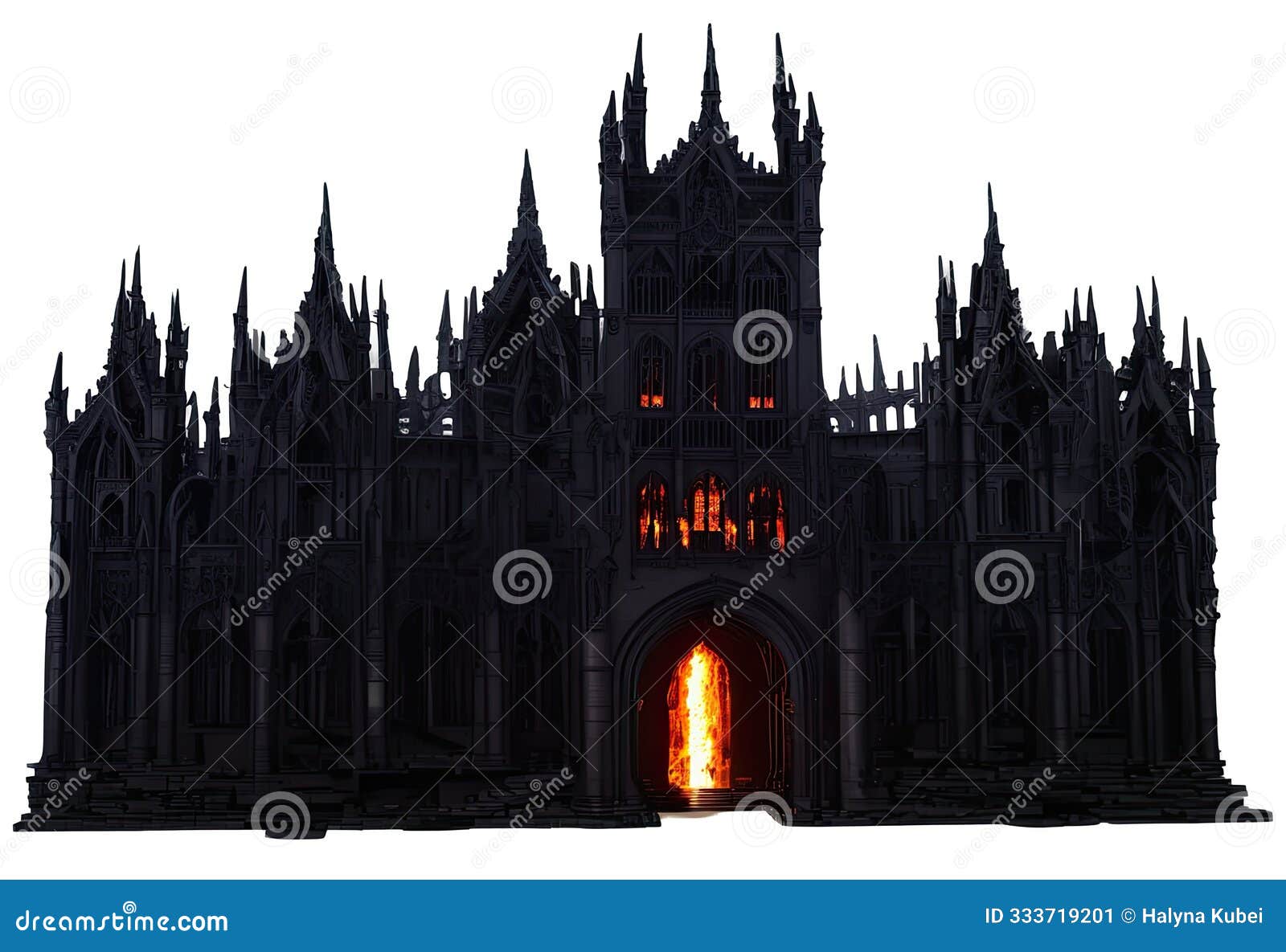 Dark Hell Gate in Fire. Isolated Transparent Background Stock Image ...
