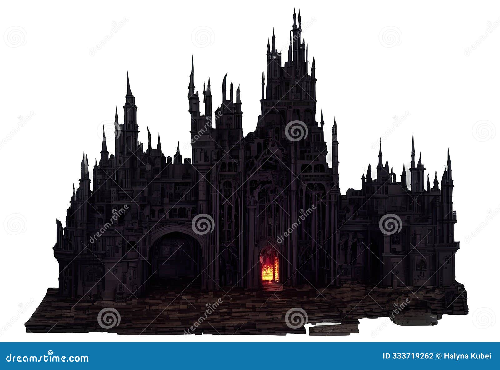 Dark Hell Gate in Fire. Isolated Transparent Background Stock Photo ...