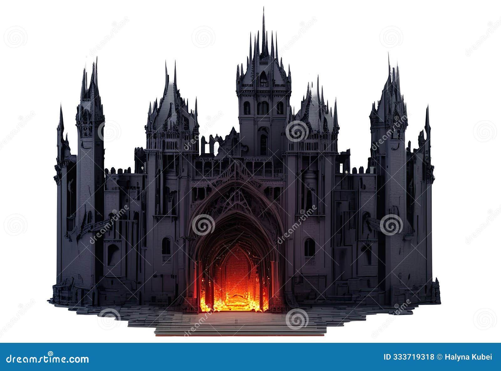 Dark Hell Gate in Fire. Isolated Transparent Background Stock Photo ...