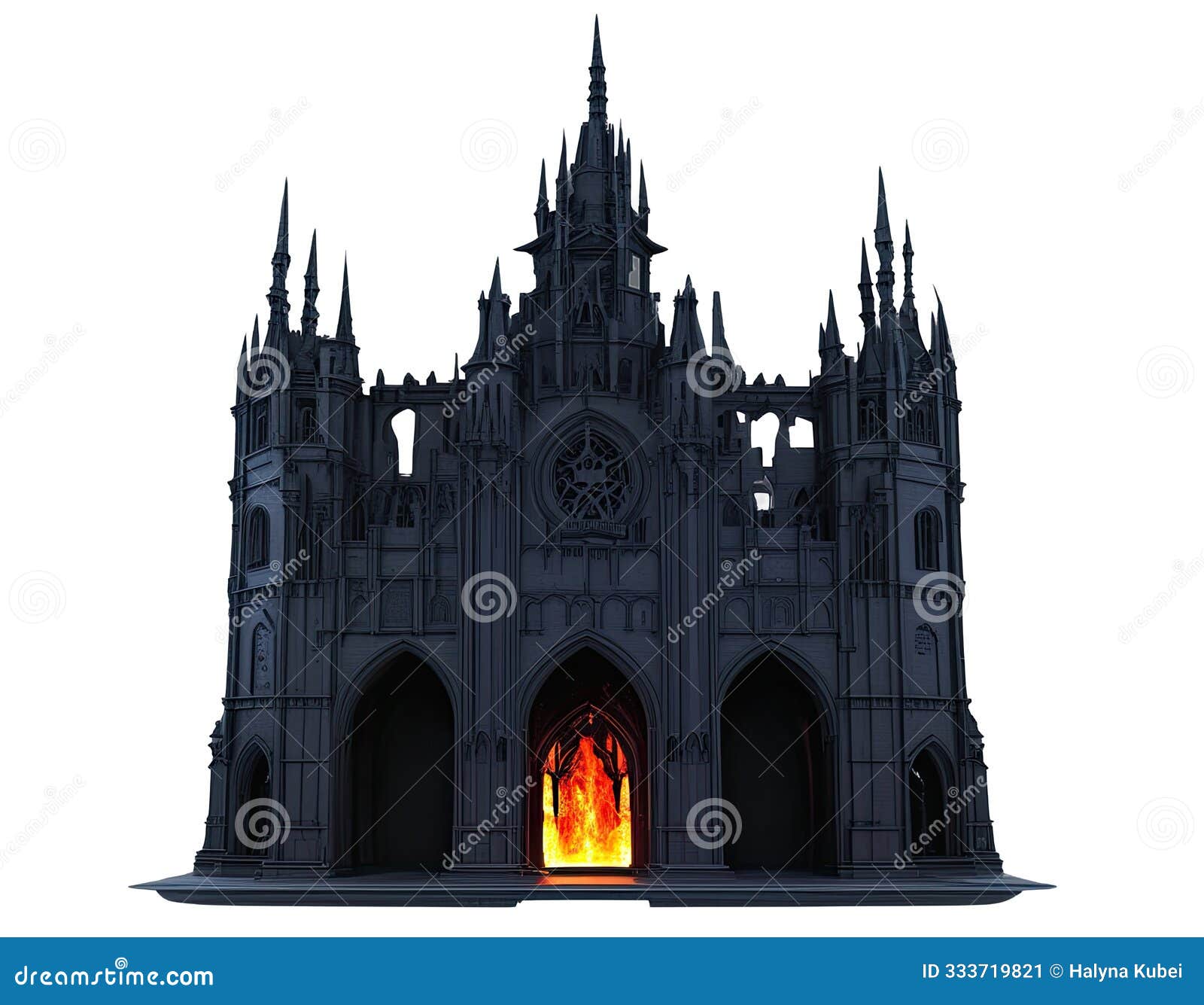 Dark Hell Gate in Fire. Isolated Transparent Background Stock Image ...