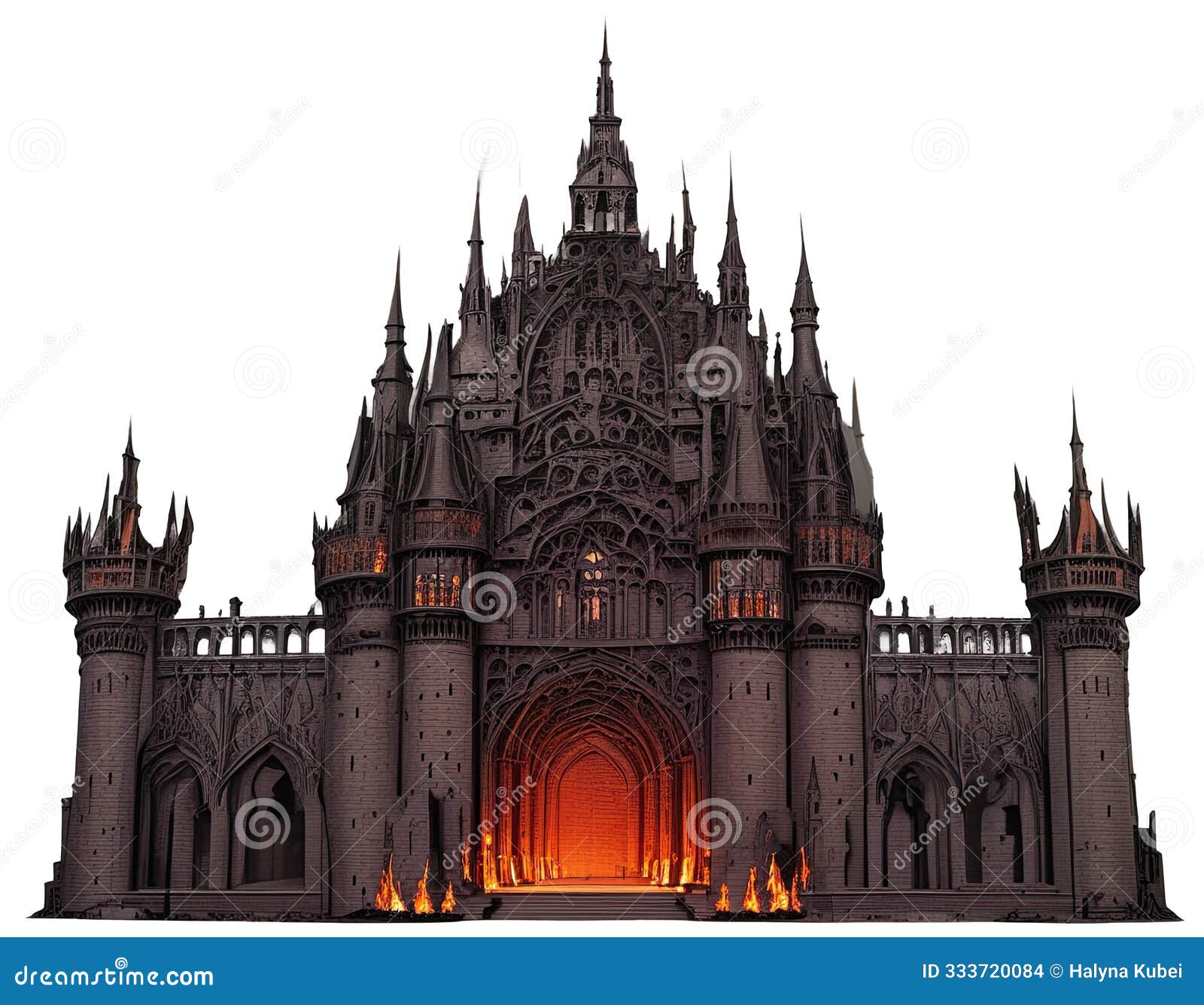 Dark Hell Gate in Fire. Isolated Transparent Background Stock Photo ...