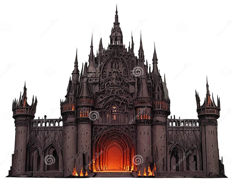 Dark Hell Gate in Fire. Isolated Transparent Background Stock Photo ...
