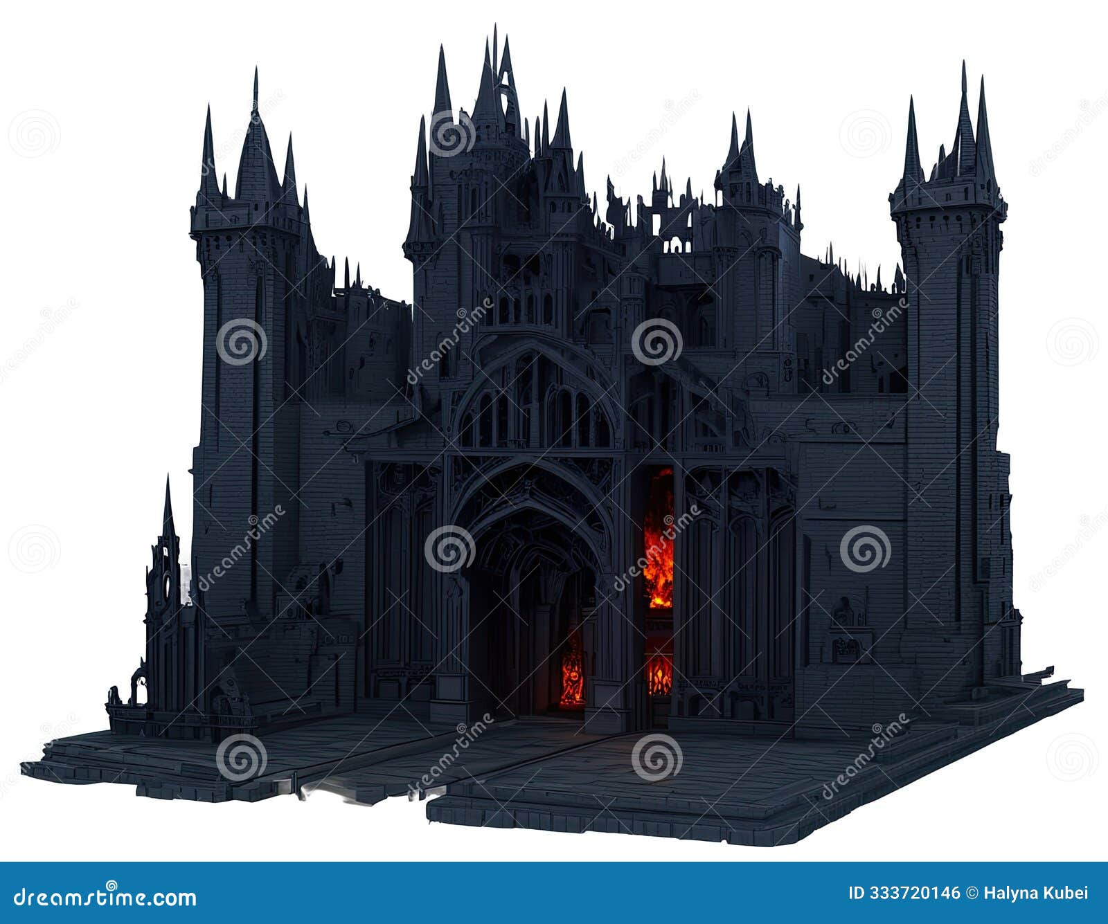 Dark Hell Gate in Fire. Isolated Transparent Background Stock Photo ...