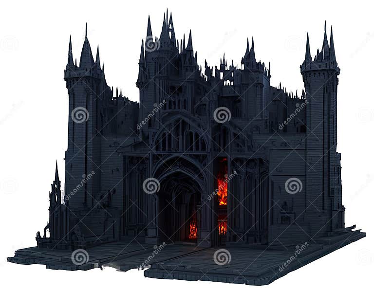 Dark Hell Gate in Fire. Isolated Transparent Background Stock Photo ...