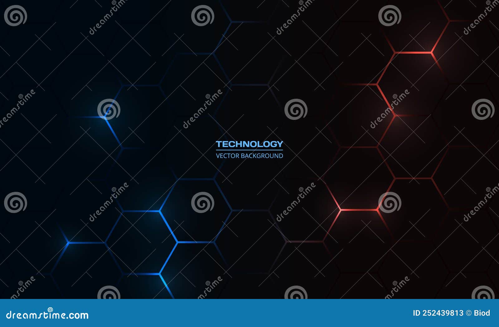 Dark Hexagon Gaming Abstract Vector Background with Blue and Red ...