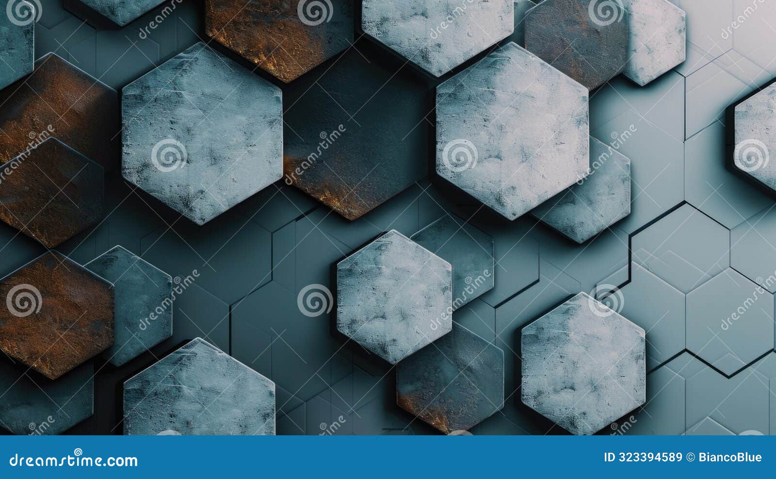 Dark Hexagonal Surface with Blue Backlight, Creating a Futuristic ...