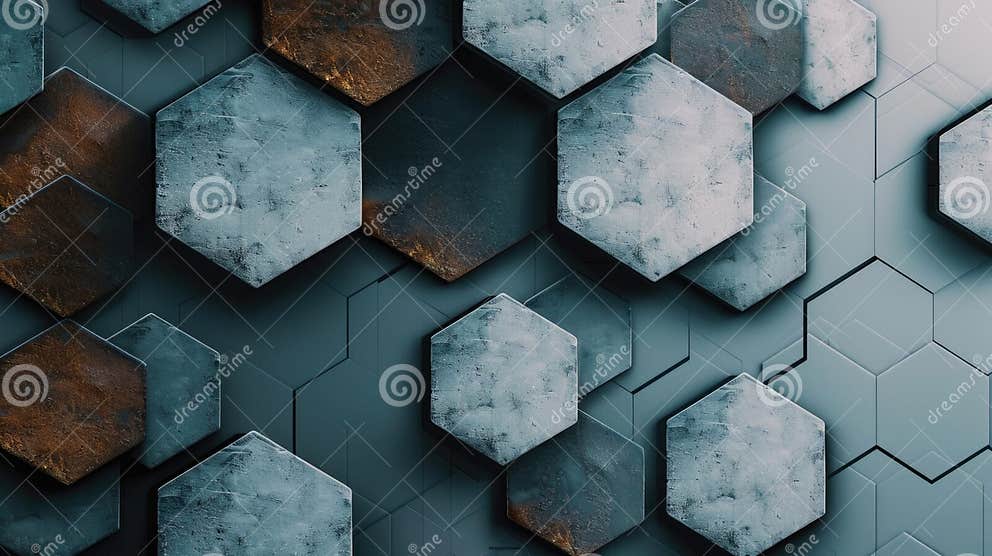 Dark Hexagonal Surface with Blue Backlight, Creating a Futuristic Visual Effect. AIG53M Stock ...