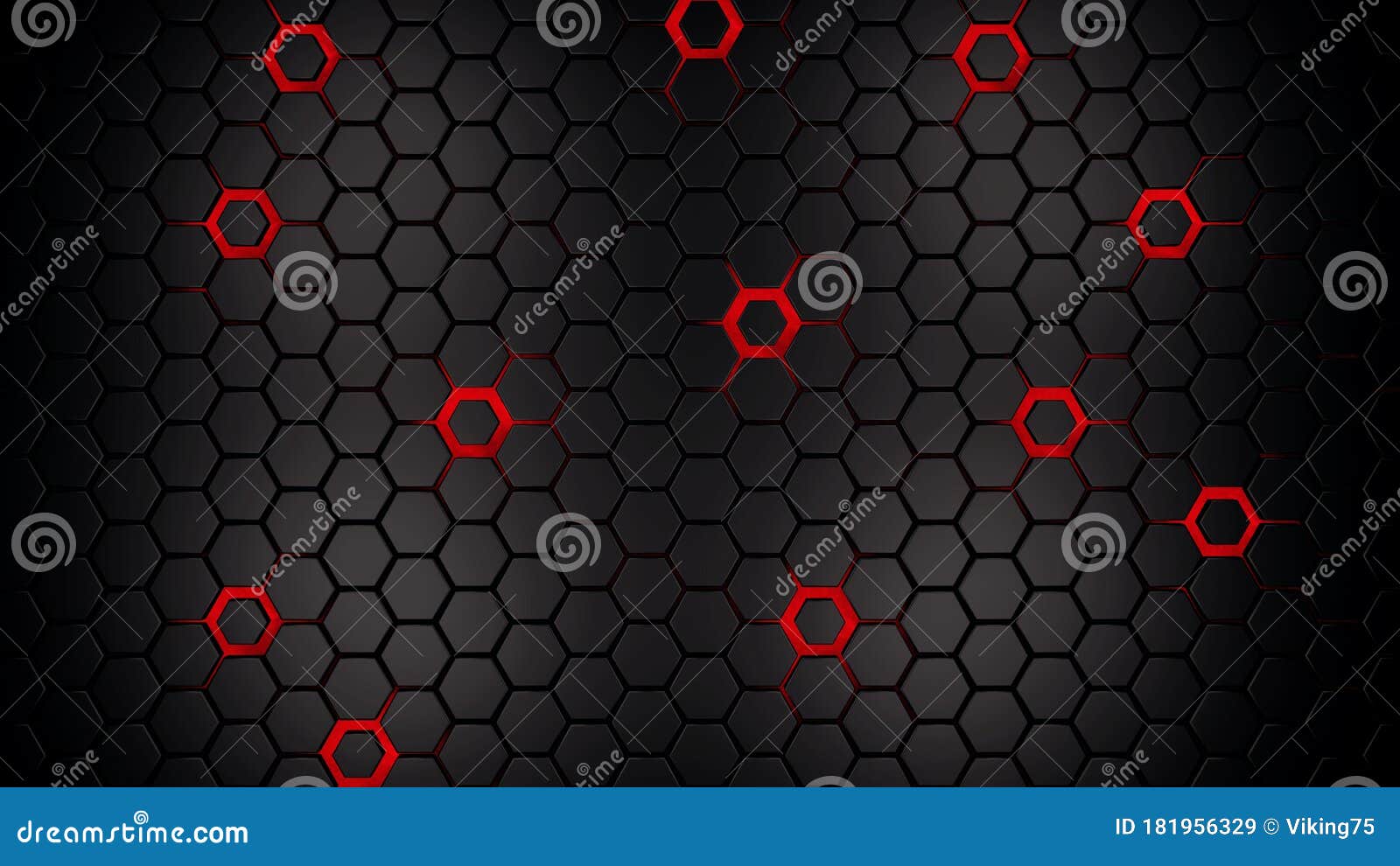Dark Hexagons with Glowing Red Holes Background, Stock Illustration ...