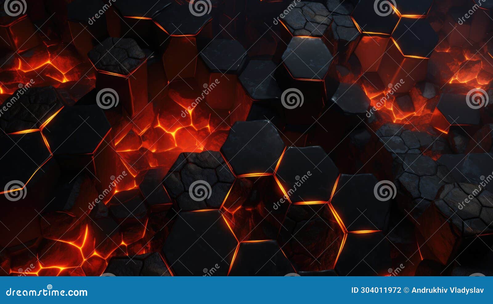Dark Hexagons and Lava, Abstract Illustration Stock Illustration ...