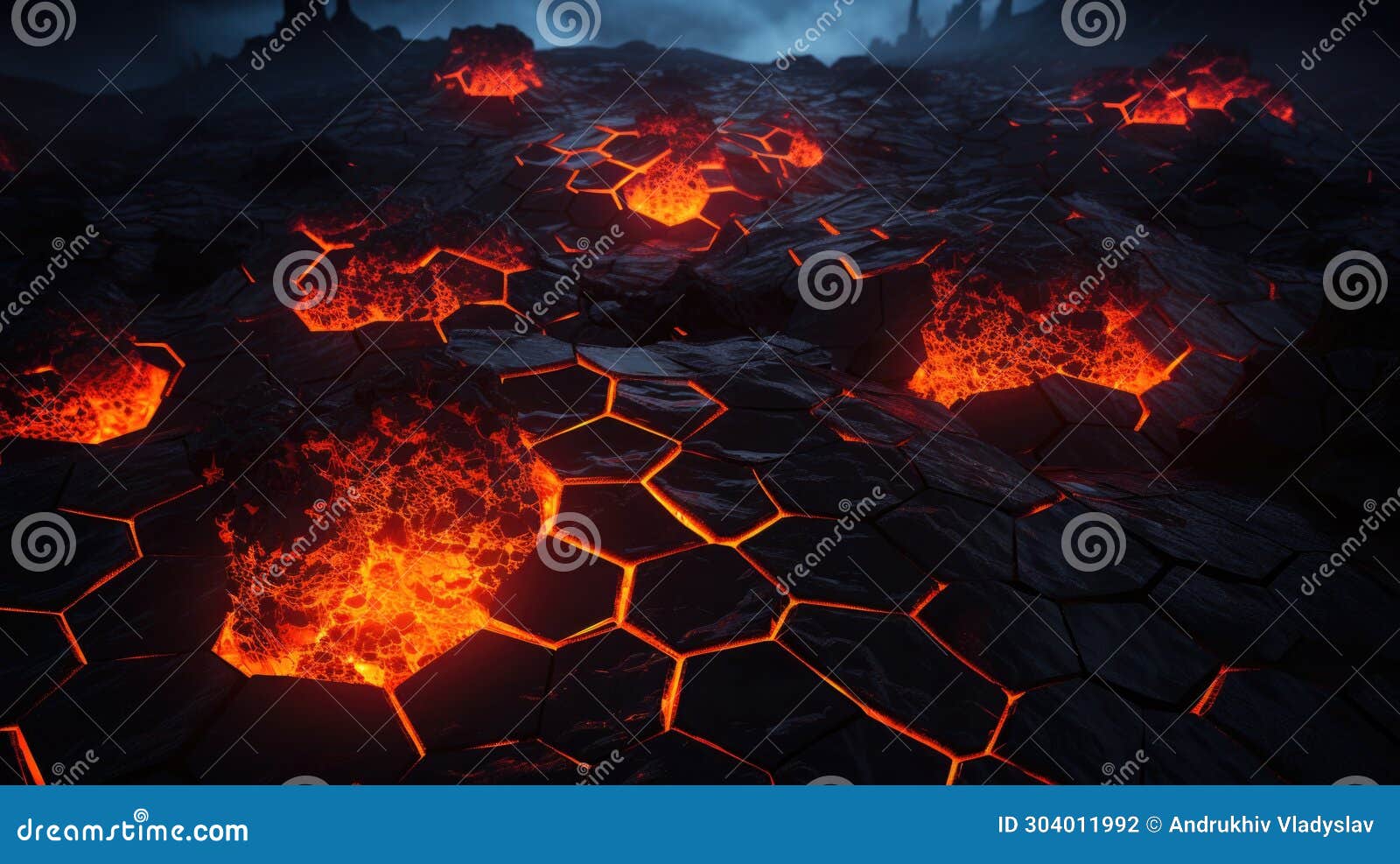 Dark Hexagons and Lava, Abstract Illustration Stock Illustration ...