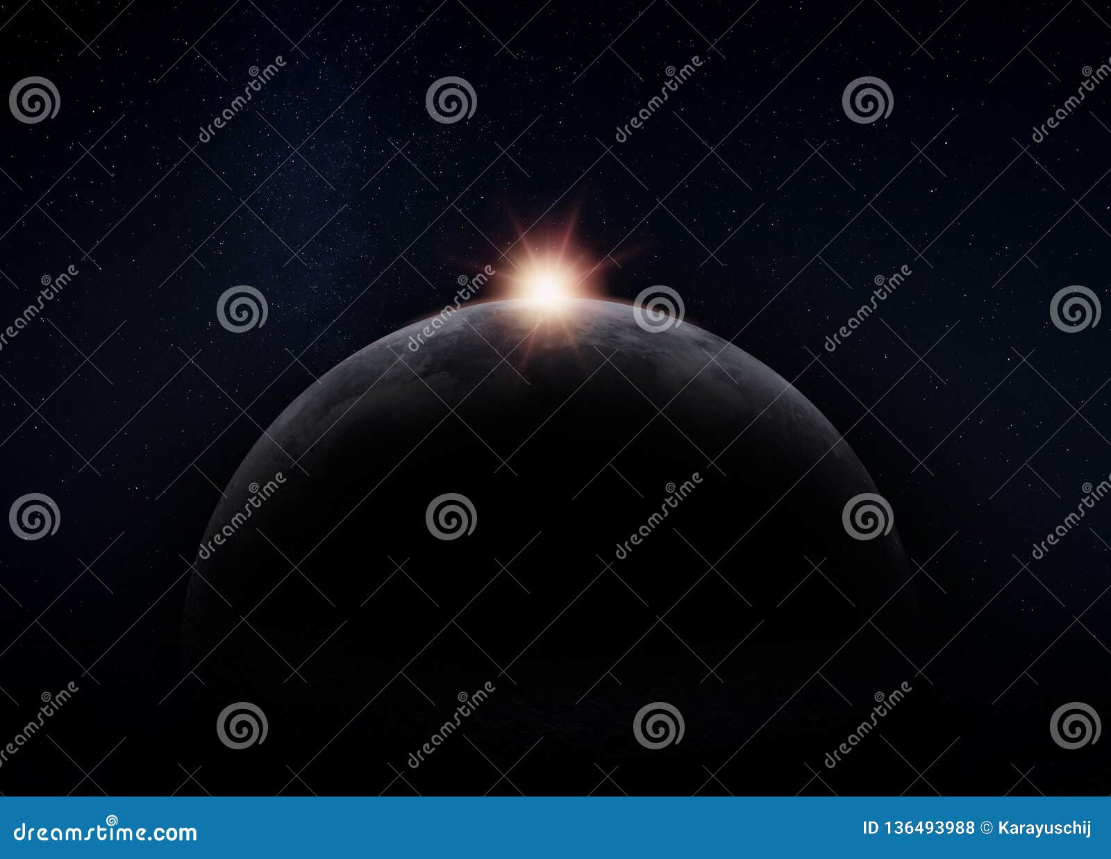 Dark Hidden Side of the Moon, with the Sun Stock Photo - Image of ...