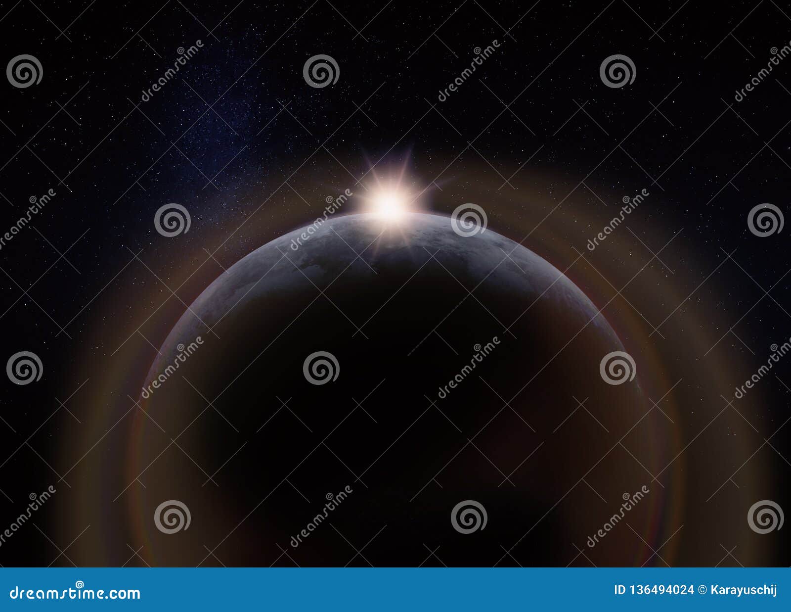 Dark Hidden Side of the Moon, with the Sun Stock Photo - Image of ...