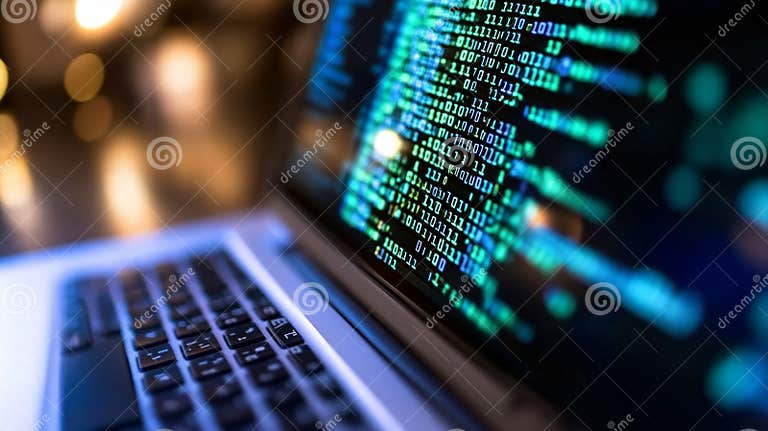 A Dark, High-contrast Image of a Glowing Computer Screen Stock Image ...