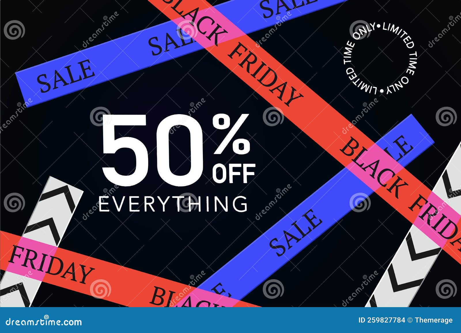Dark Horizontal Banner Black Friday 50 Discount Illustration Stock ...
