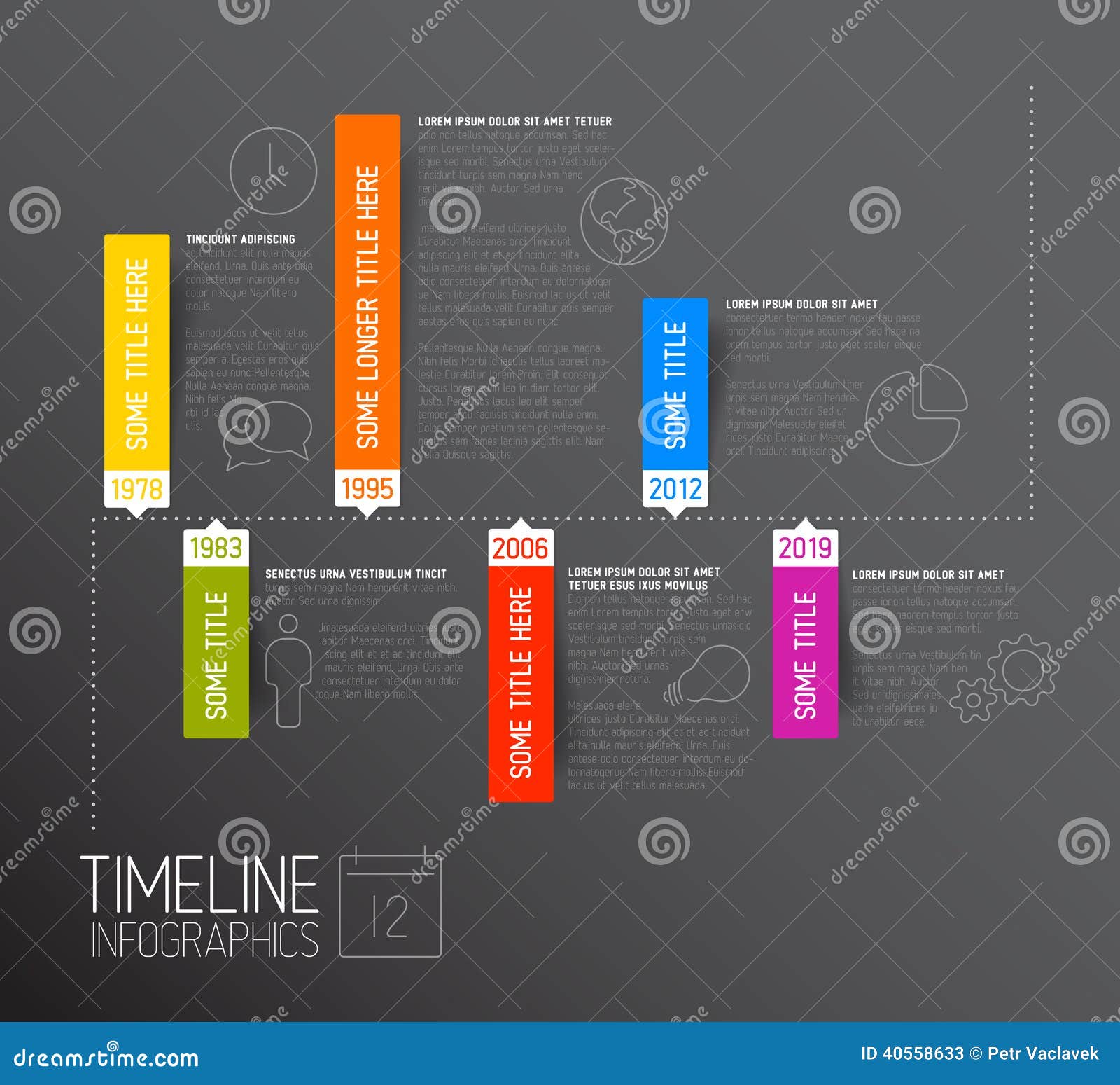 Horizontal Infographic Timeline, Vector Web Template For Business ...