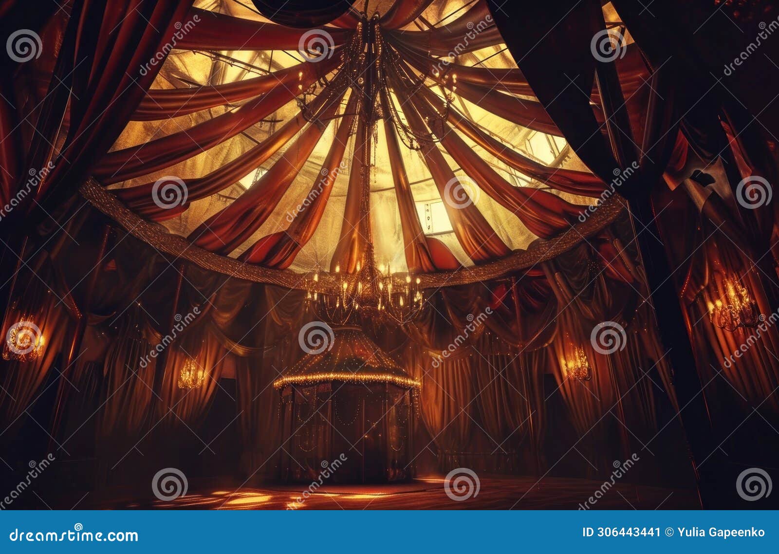A Dark and Huge Circus Tent with Overhead Lighting Stock Image - Image ...