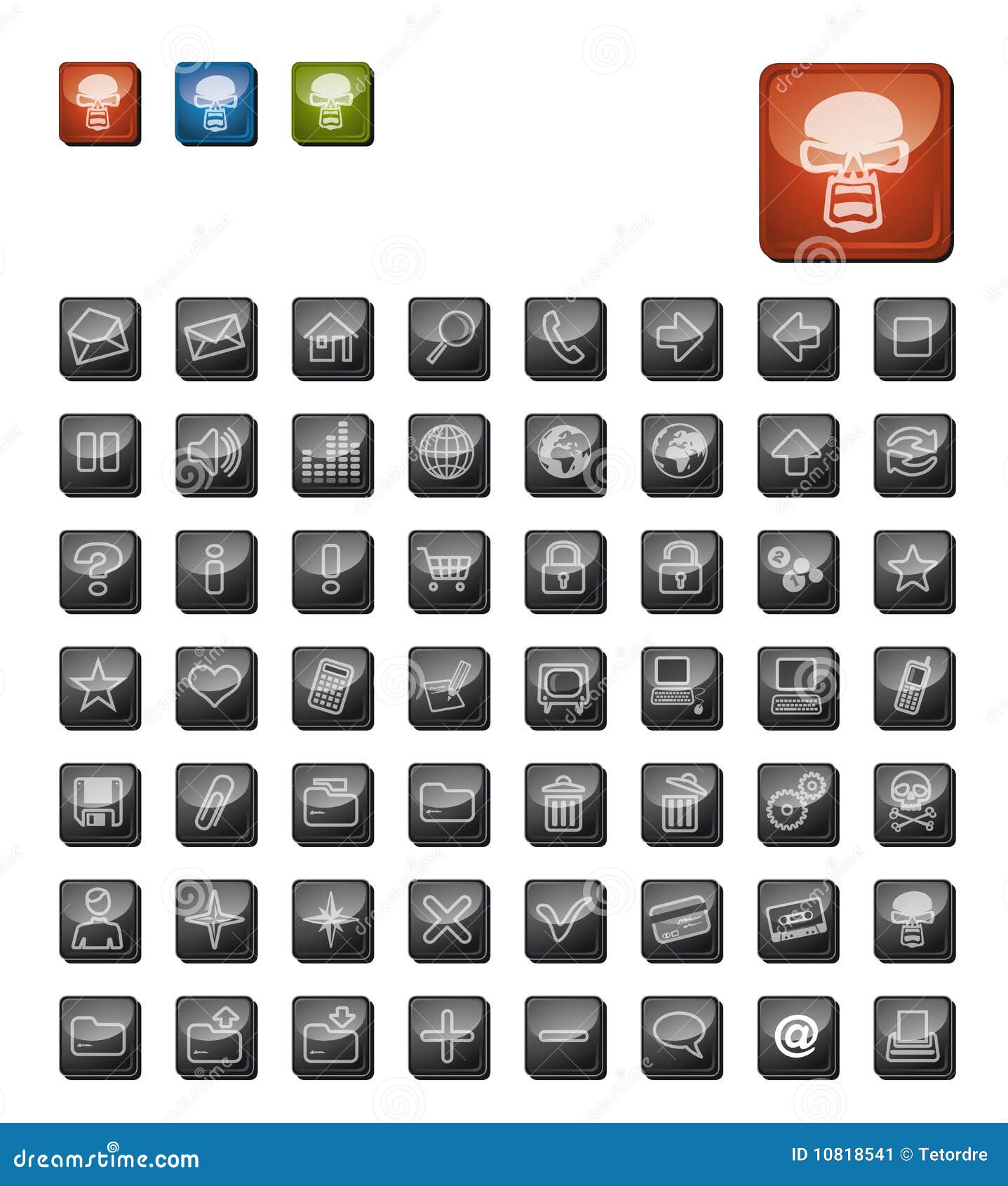 Dark icon set stock illustration. Illustration of communication - 10818541