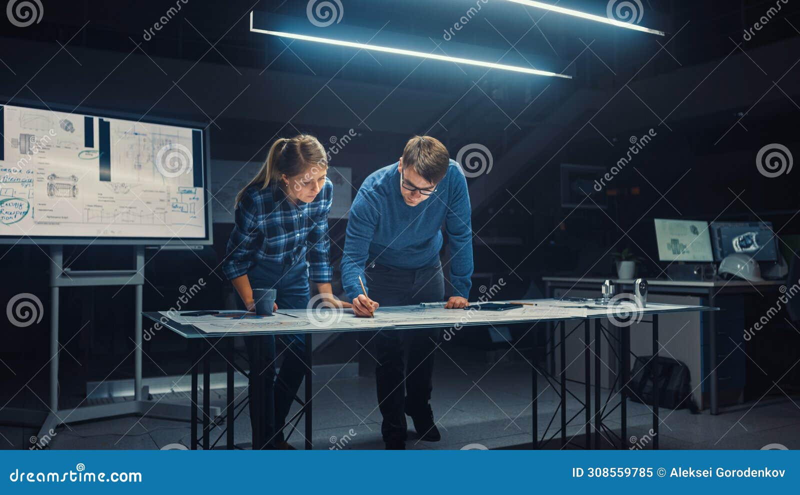 In the Dark Industrial Design Engineering Facility Male and Female ...