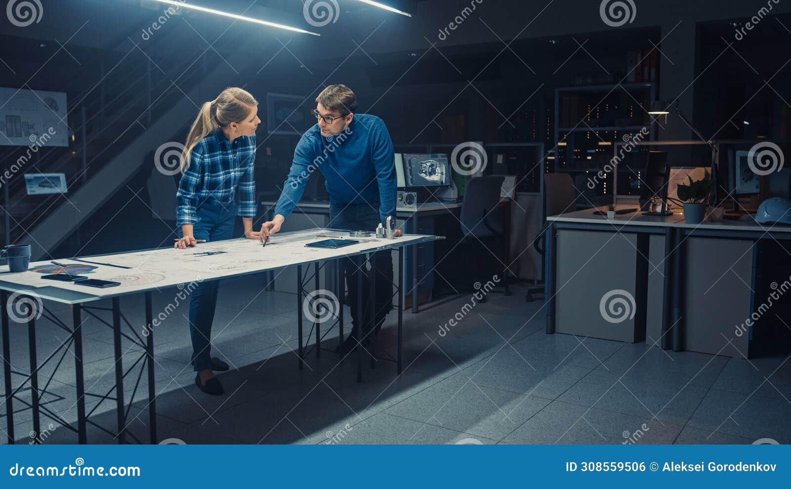 In the Dark Industrial Design Engineering Facility Male and Female ...