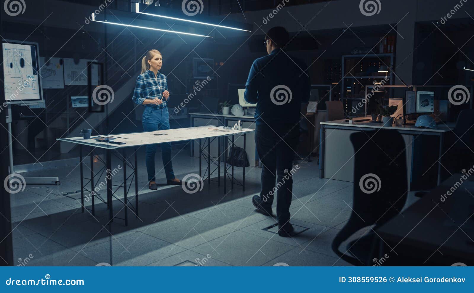 In the Dark Industrial Design Engineering Facility Male and Female ...